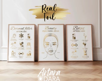 Set 2 Botox Poster, Real Foil Print, Botox Aftercare Art, Botox ...