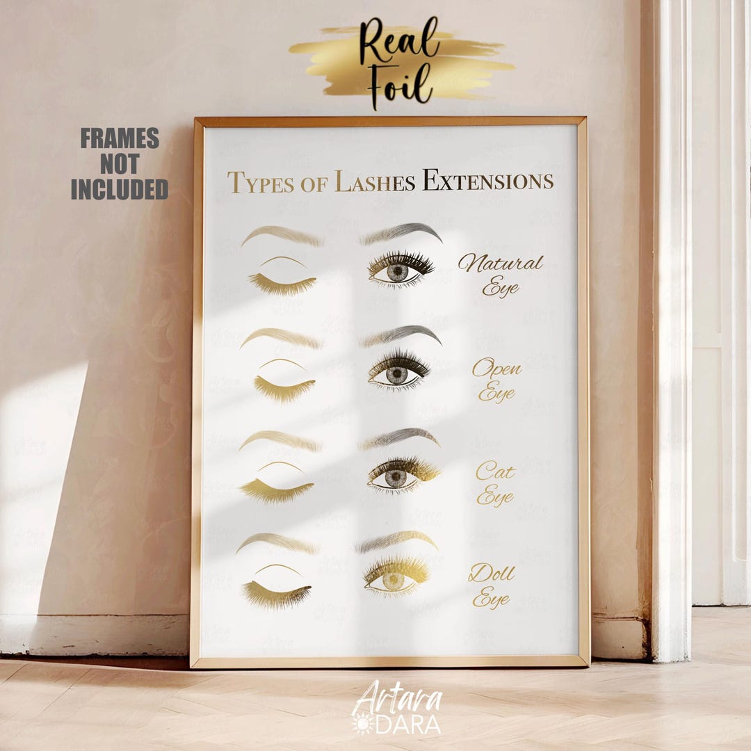 Eyelash Extensions Poster, Real Foil Print, Lashes Wall Art, Lash Tech ...
