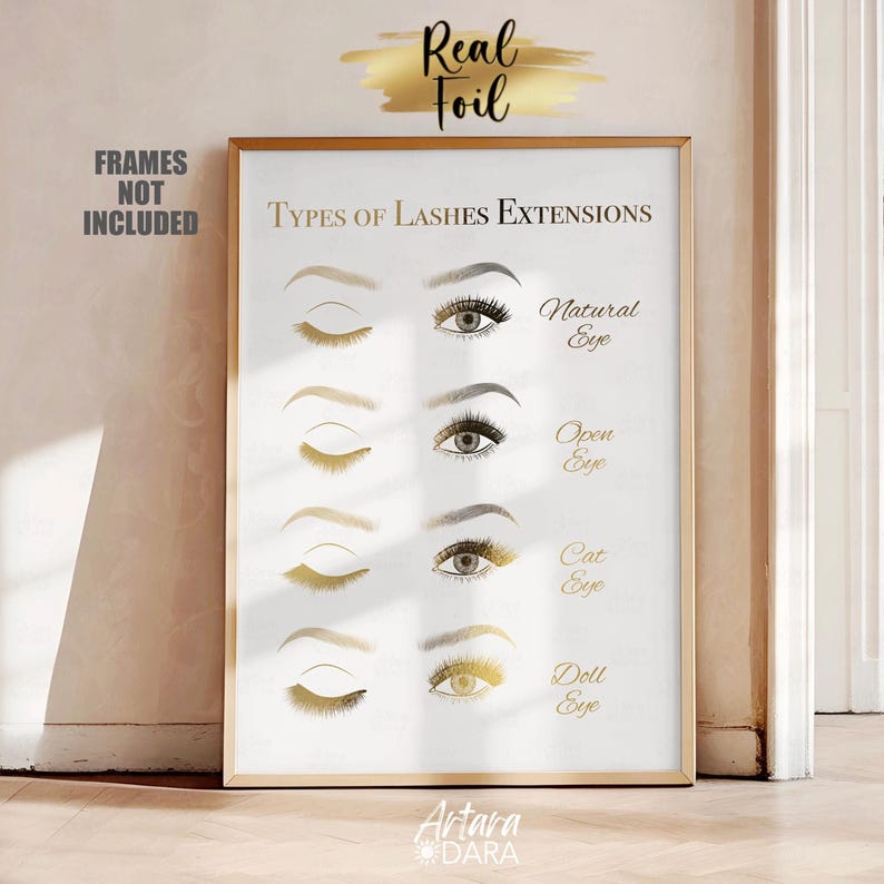 Eyelash Extensions Poster, Real Foil Print, Lashes Wall Art, Lash Tech ...