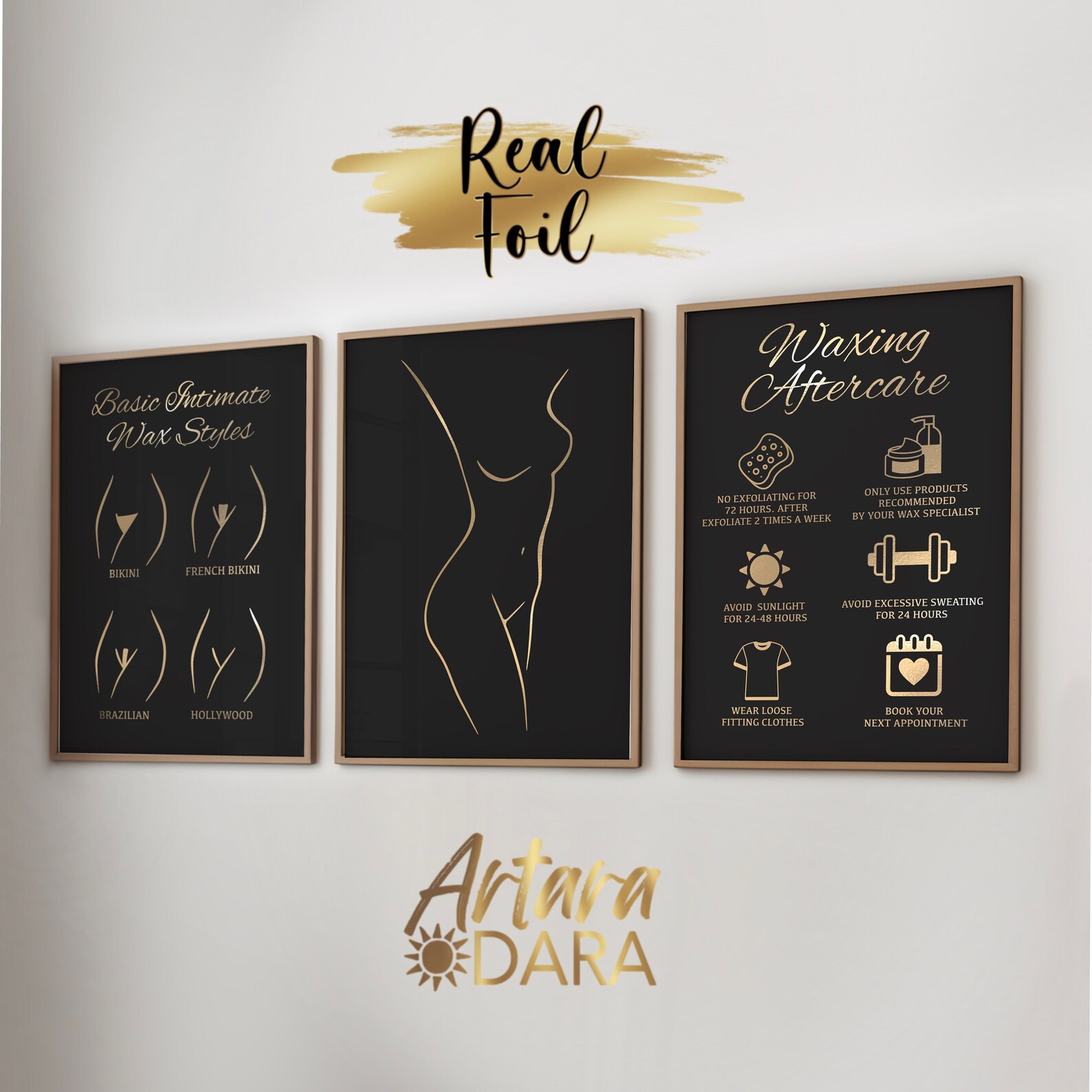 Waxing Wall Art, Gold Foil Print, Wax Poster, Waxing Aftercare, Wax ...