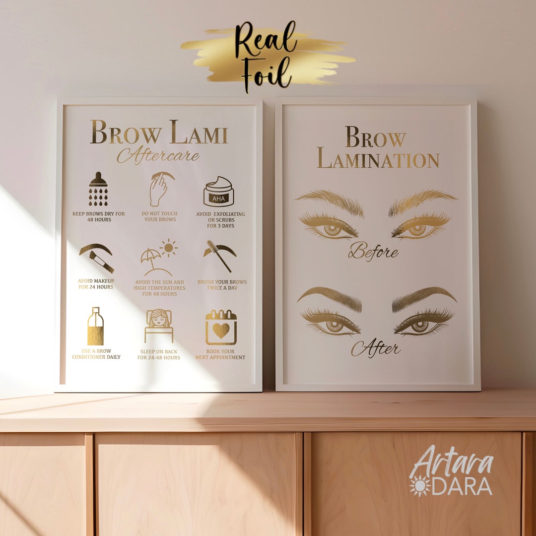 Brow Lamination Art, Brow Lami Aftercare, Real Foil Print, Beauty Salon ...