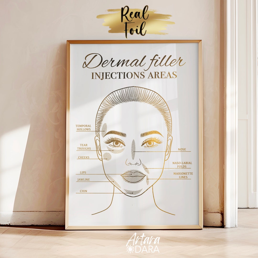 Dermal Filler Poster, Gold Foil Print, Beauty Salon Decor, Aesthetic ...