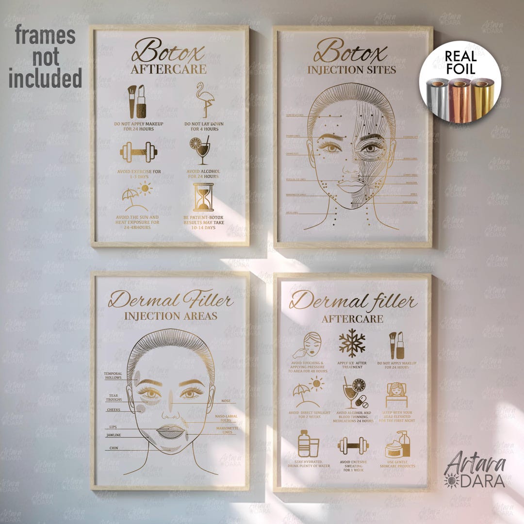 Botox Aftercare, Filler Aftercare, Real Foil Print, Beauty Salon Decor ...
