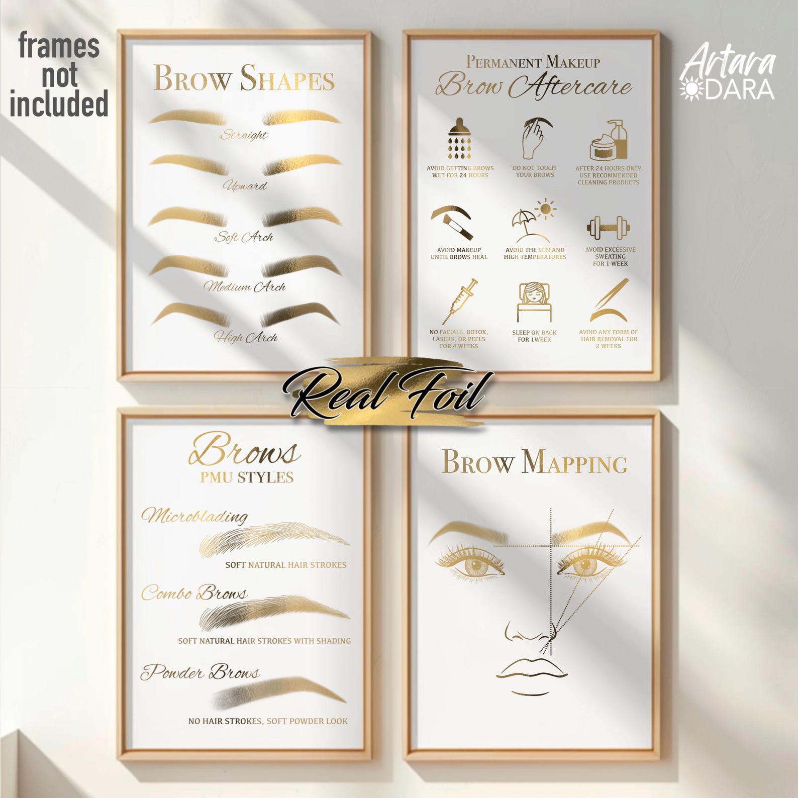 Foil Brow PMU Posters, Beauty Salon Decor, Brow Mapping Art - Etsy