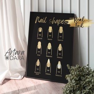 Nail Shapes Poster, Real Foil Print, Nails Salon Decor, Nails Artist ...