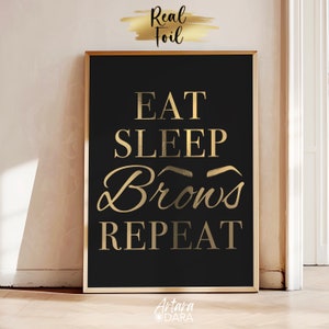 Set 4 Brow Posters, Real Foil Print, Beauty Salon Decor, PMU Brow Art ...