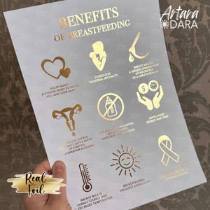 Breastfeeding Print, Real Foil Poster, Breastfeeding Benefits ...