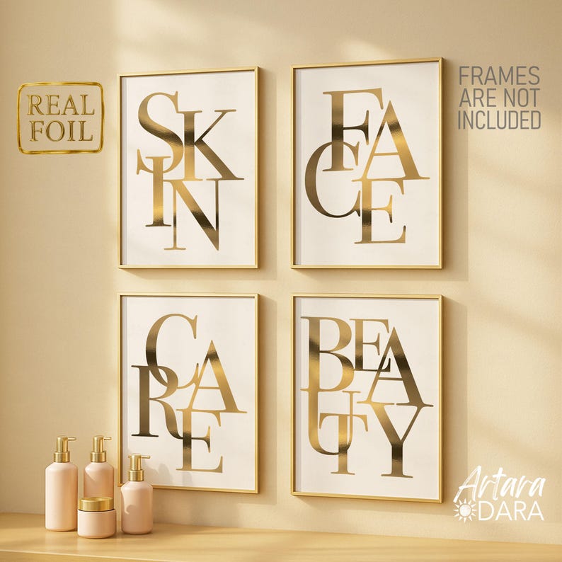 Black and Gold Foil Poster Set – Skin, Face, Beauty Prints - Etsy