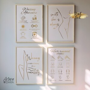 Wax Aftercare Print, Gold Foil Print, Hair Removal Area, Wax Tech ...