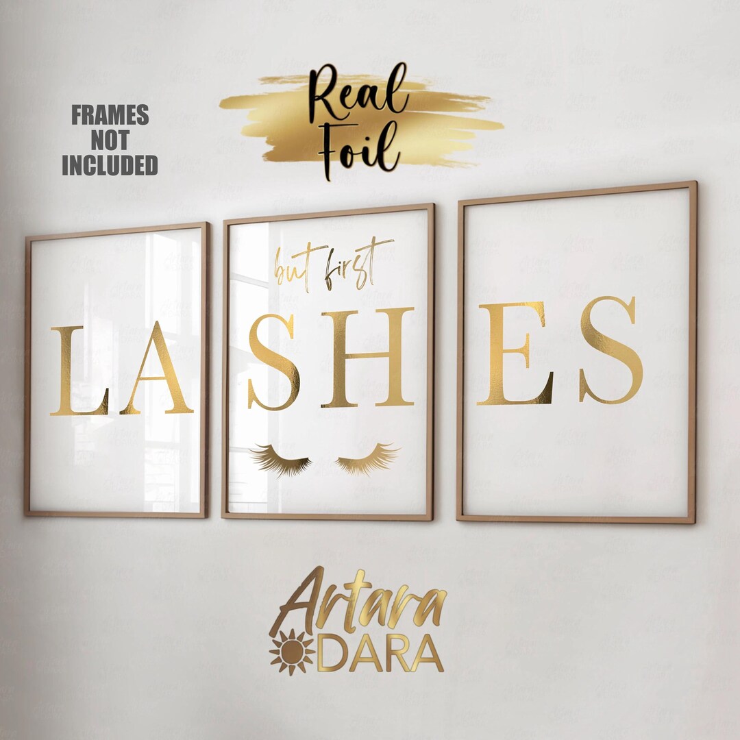 Lash Tech Poster, Real Foil Poster, Golden Lashes Art, Beauty Salon ...