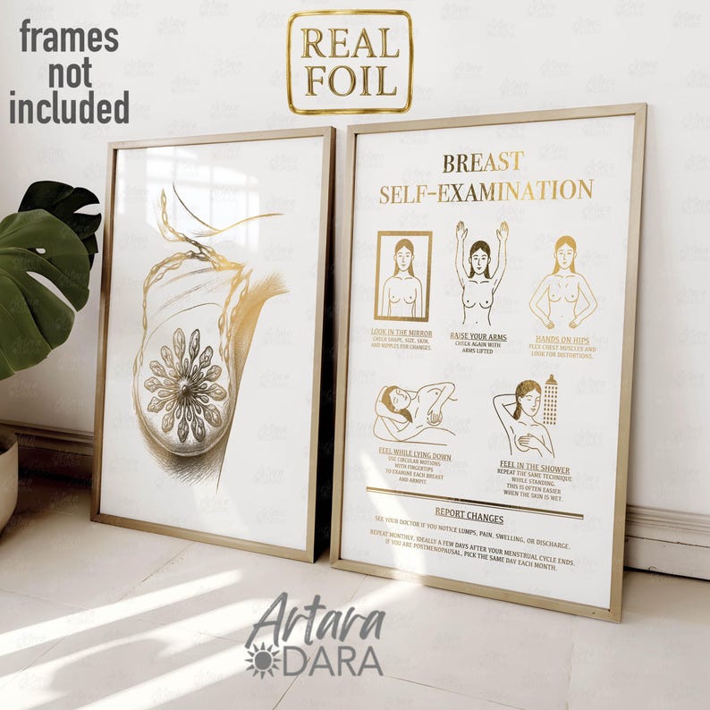 Gold Foil Breast Anatomy Poster – Self-exam Print (set of 2) - Etsy