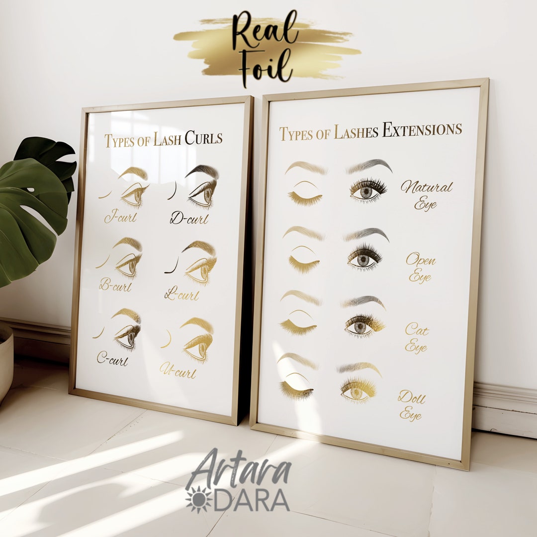 2 Eyelashes Poster, Real Foil Print, Lash Extensions Art, Lash Salon ...