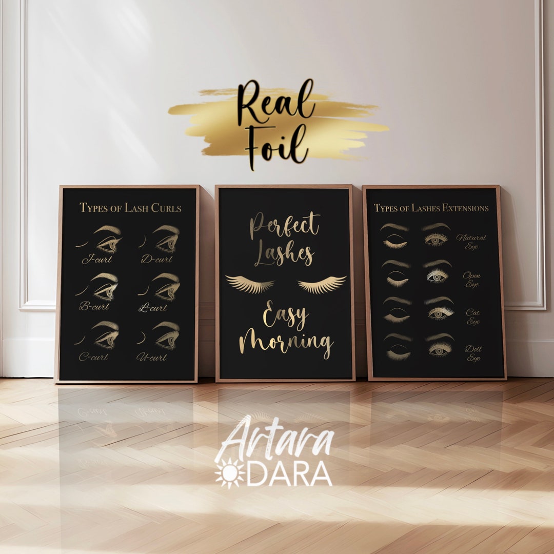 Eyelash Tech Poster, Real Foil Print, Lash Extensions Art, Lash Salon ...