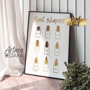 Nail Shapes Poster, Real Foil Print, Nails Salon Decor, Nails Artist ...