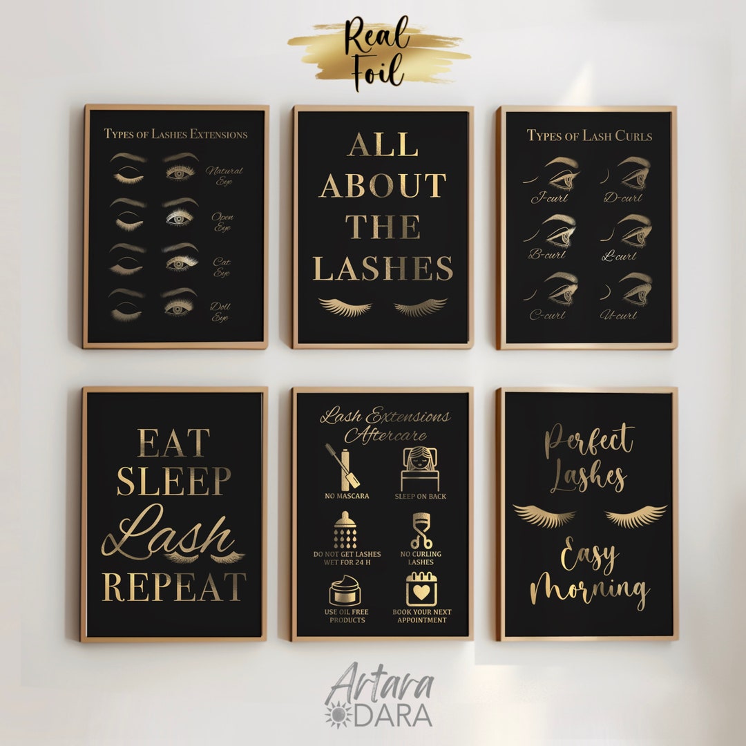 Lash Salon Decor, Real Foil Print, Beauty Poster, Lash Extensions Art ...