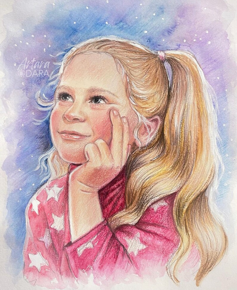 Hand Drawn Portrait, Custom Portrait, Baby Portrait, Nursery Decor ...