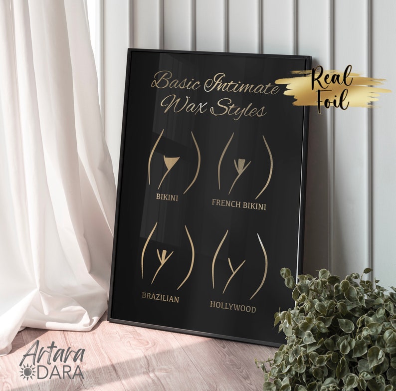 Gold Foil Waxing Salon Poster Set: Wax Styles & Aftercare Art - Etsy