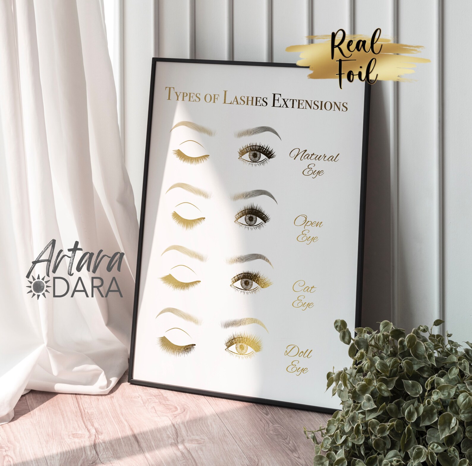 Eyelash Extensions Poster, Real Foil Print, Lashes Wall Art, Lash Tech ...