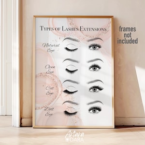 Lash Salon Decor, Lash Extensions Aftercare, Lash Styles Poster, Beauty ...
