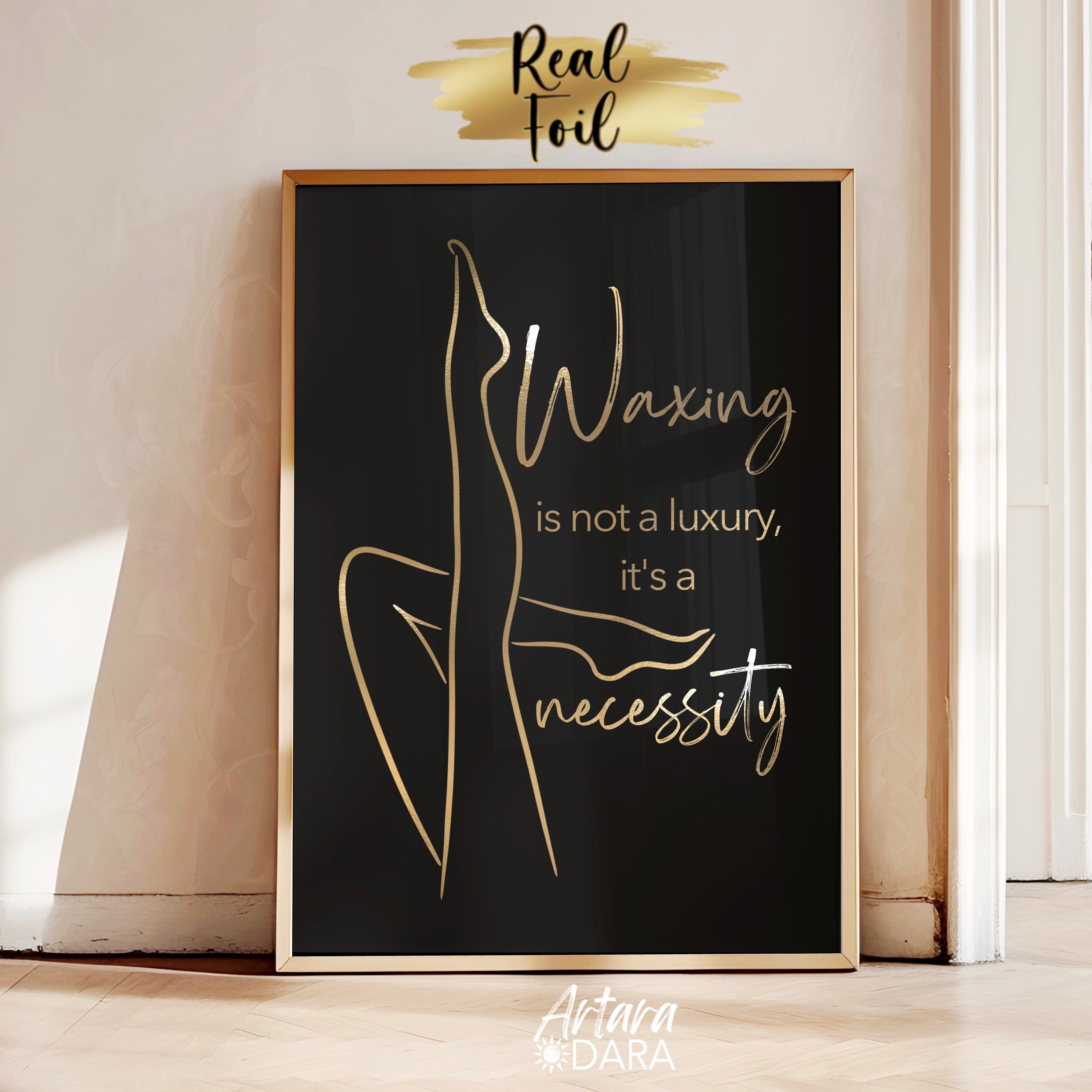 Waxing Poster, Real Foil Print, Wax Salon Decor, Waxing Aftercare ...
