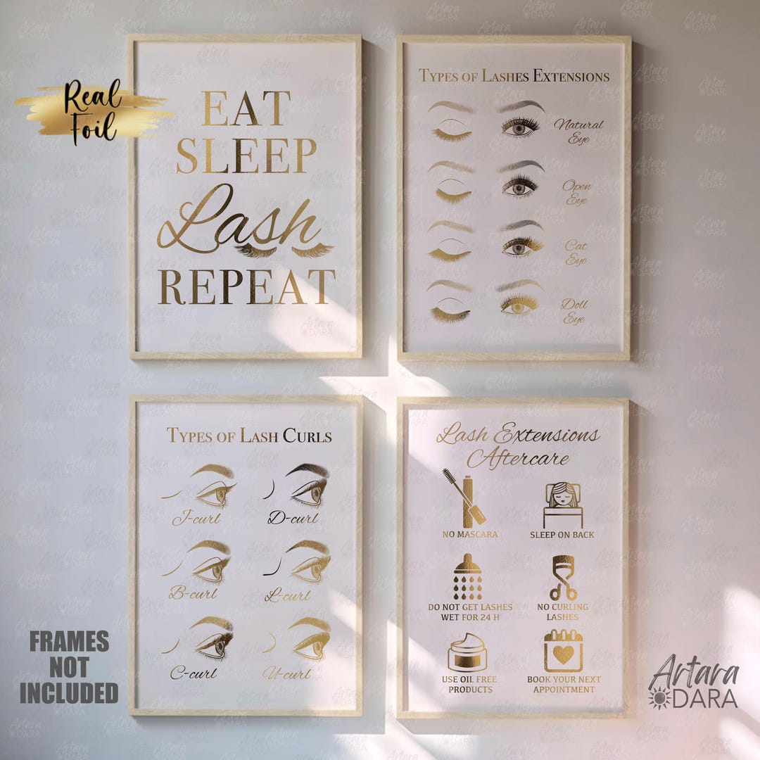 Lash Tech Poster, Real Foil Print, Lash Salon Decor, Lash Aftercare Art ...