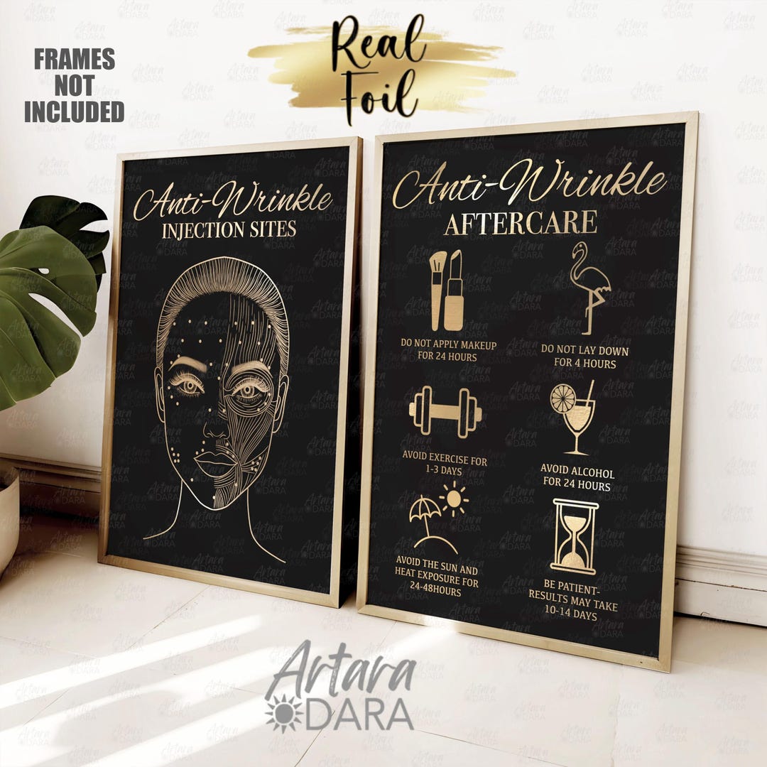 Real Foil Botox Poster Set, Anti-wrinkle Injection Sites, Beauty Salon ...