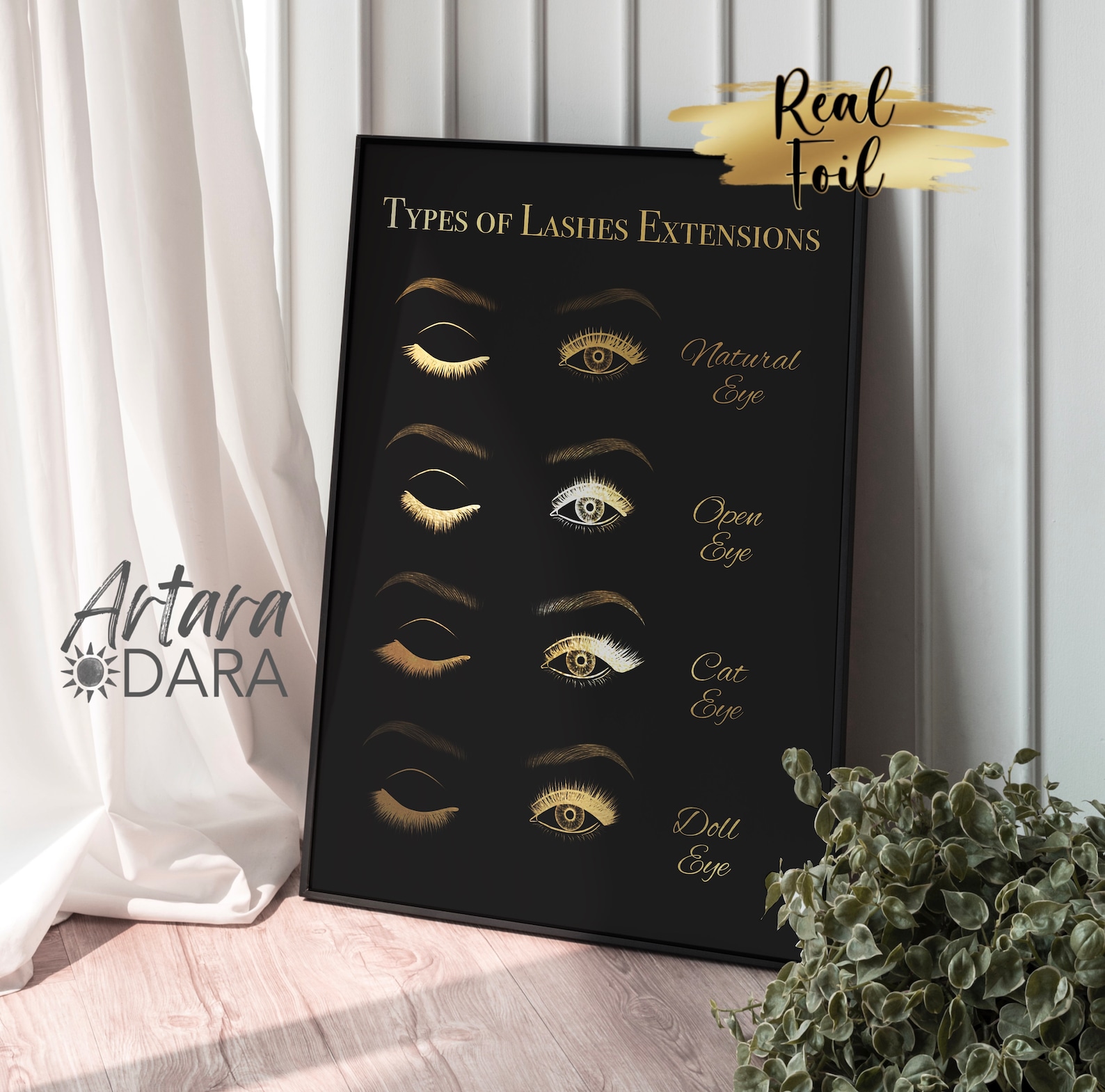 Eyelash Extensions Poster, Real Foil Print, Lashes Wall Art, Lash Tech ...