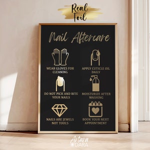 Nails Tech Posters, Real Foil Print, Nails Salon Decor, Nails Logo ...