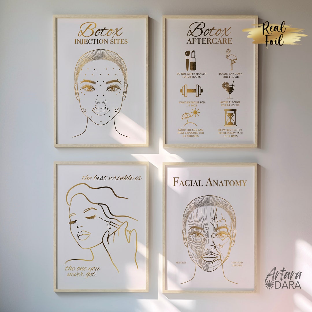 4 Botox Posters, Beauty Salon Decor, Real Foil Print, Botox Aftercare ...