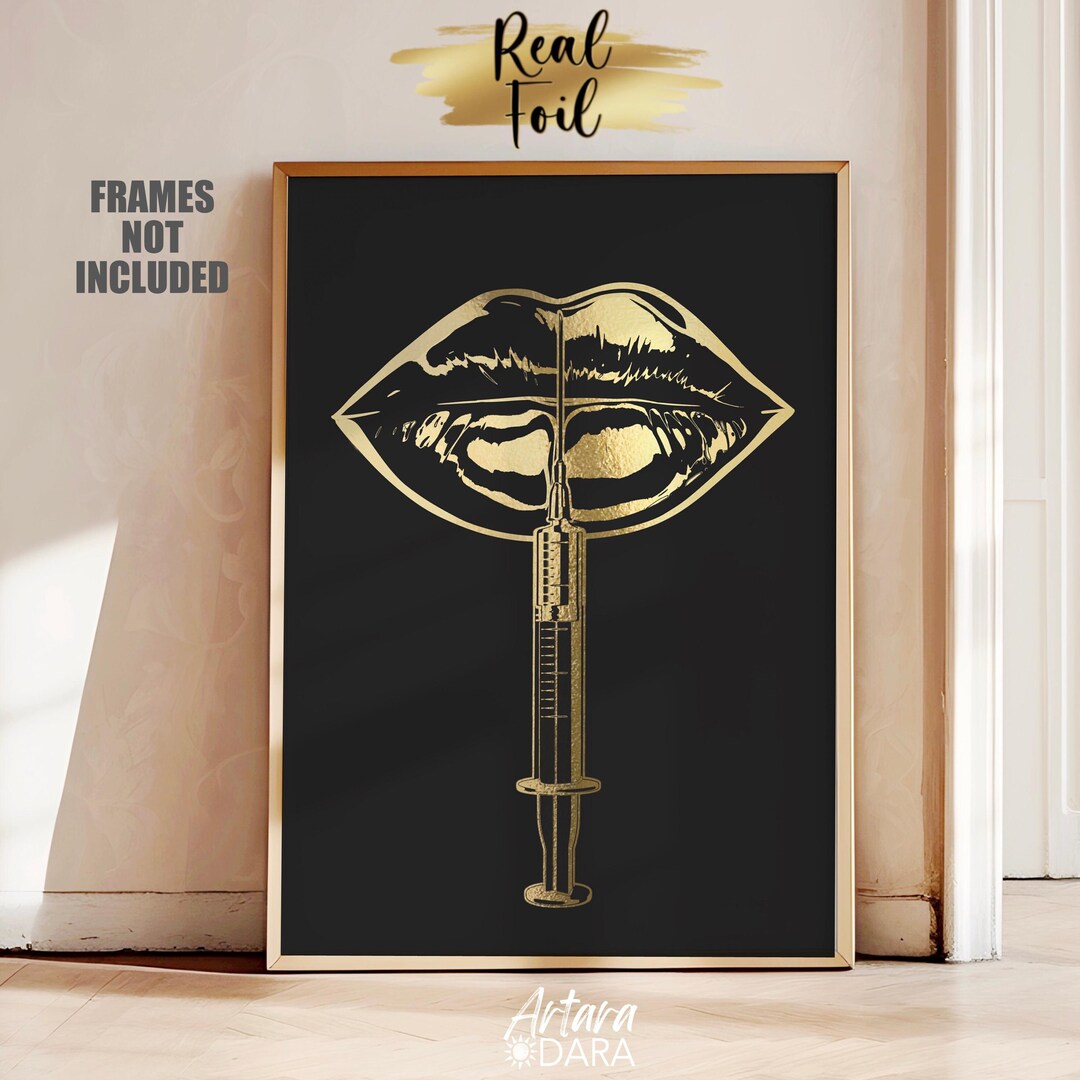 Lip Augmentation Art, Lip Filler Poster, Real Foil Print, Beauty Salon ...