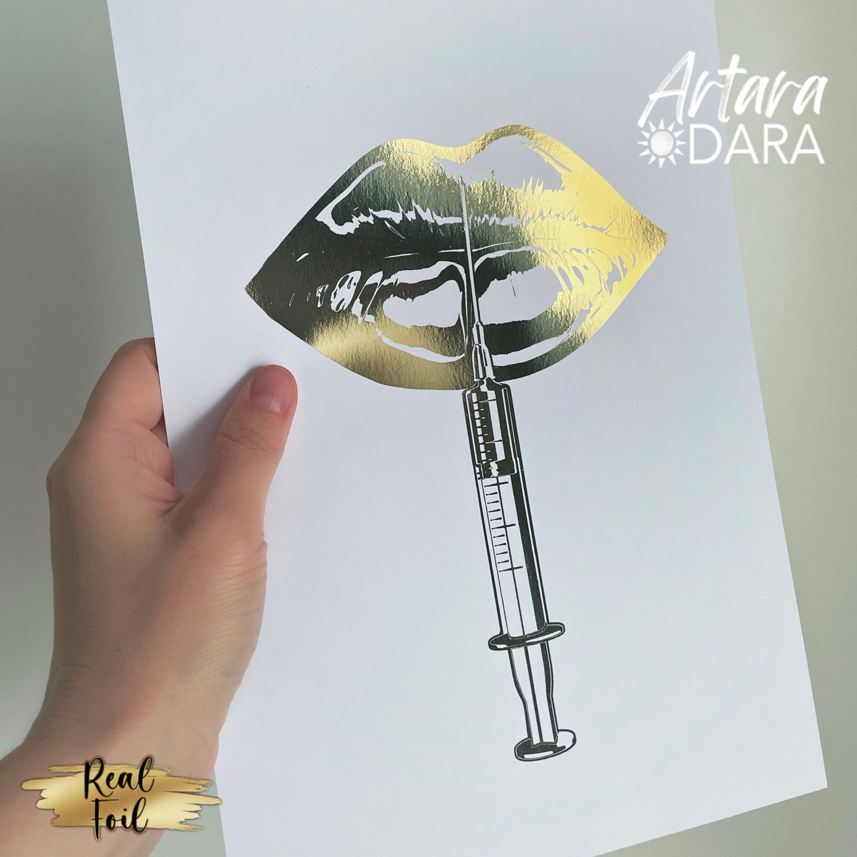 Lip Filler Poster, Real Foil Print, Beauty Salon Decor, Lip Injection ...