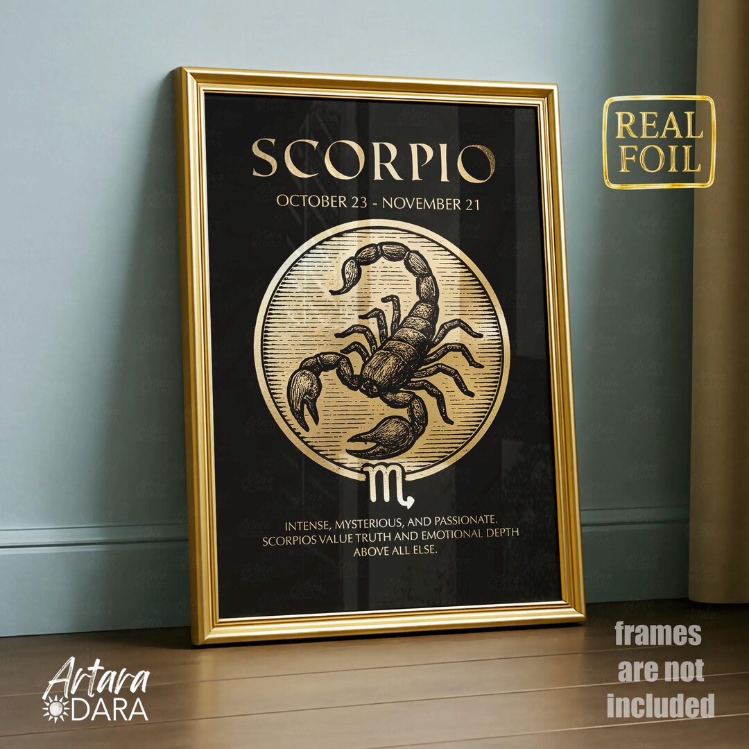 Gold Foil Scorpio Zodiac Poster – Astrology Star Sign Art (no Frame) - Etsy