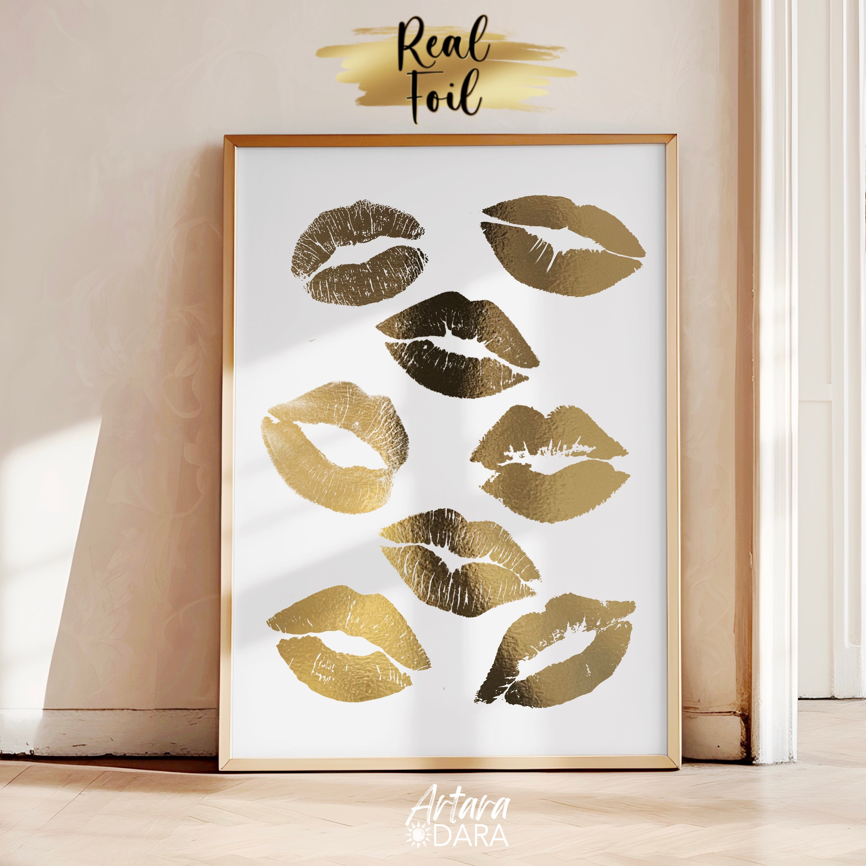4 Lip Filler Sign, Lip Augmentation Art, Real Foil Print, Lip Filler ...