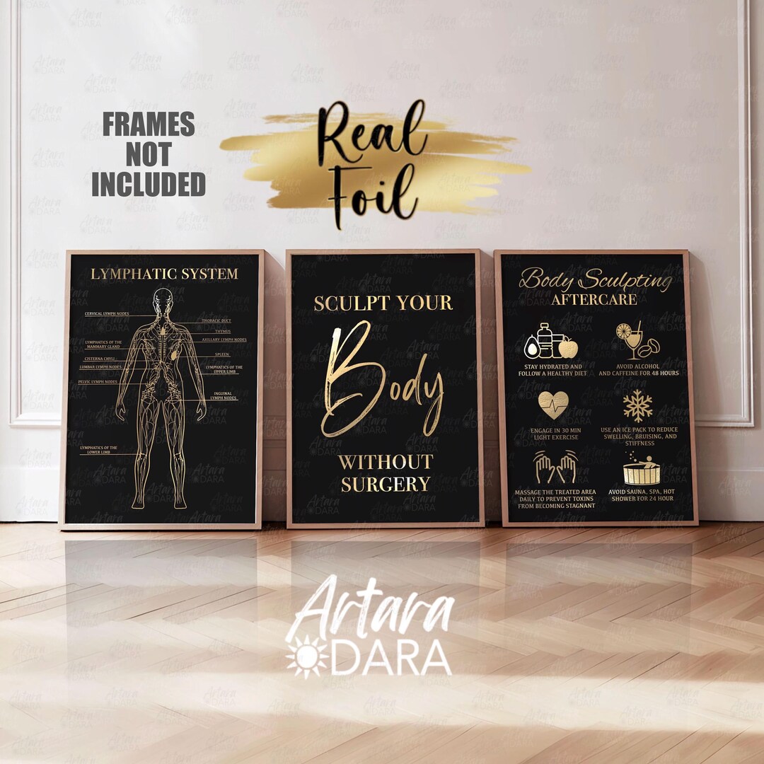 Body Sculpting Prints, Real Foil Poster, Lymphatic System, Beauty Salon ...