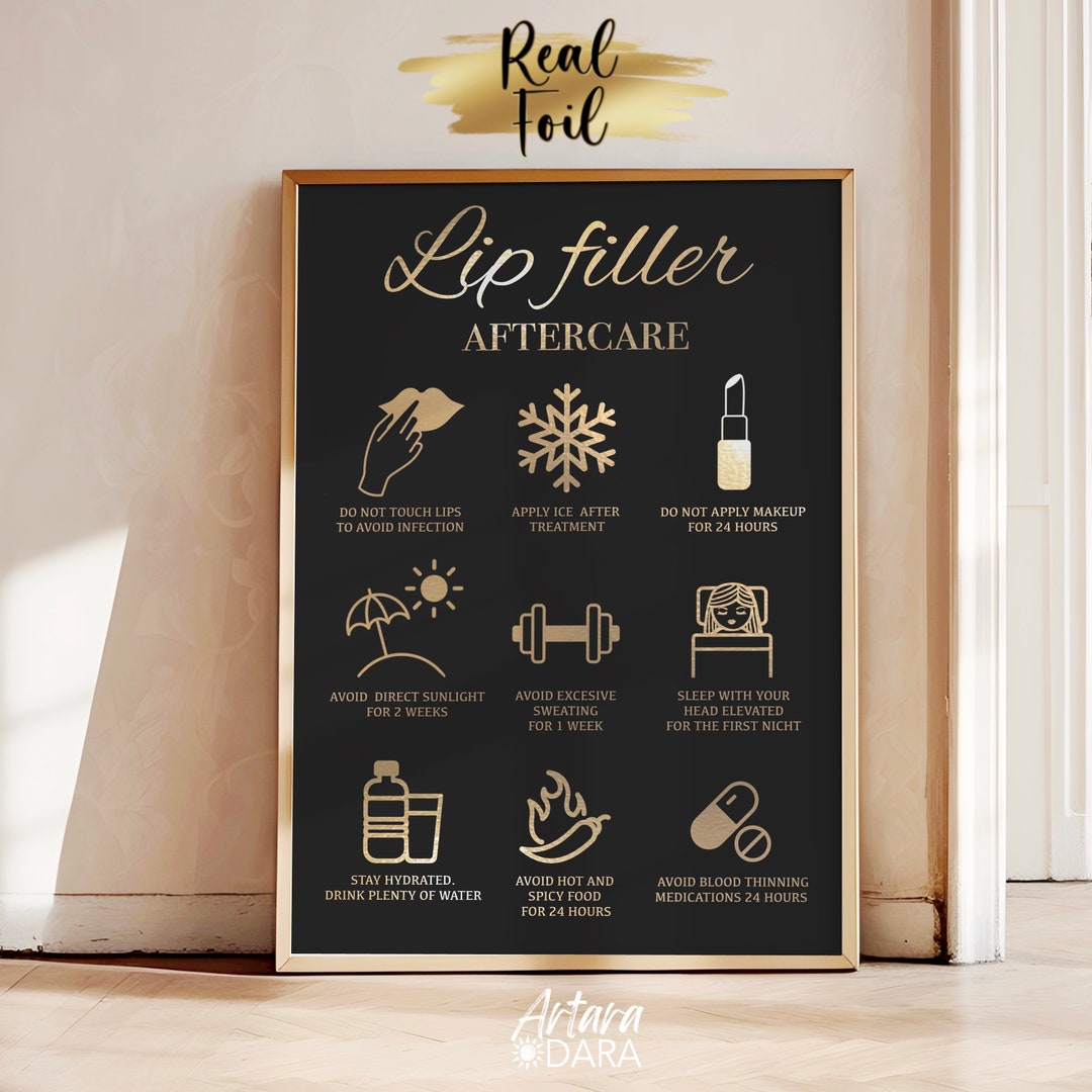 Lip Filler Aftercare, Real Foil Print, Lip Filler Poster, Beauty Salon ...