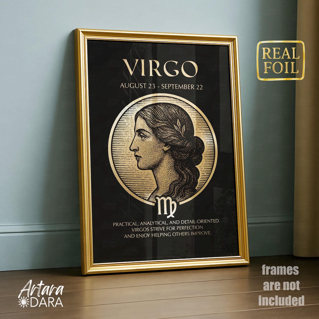 Virgo Gold Foil Zodiac Print – Astrology Wall Art (no Frame) - Etsy