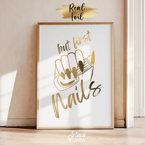Nail Shape Poster, Real Foil Print, Nail Aftercare, Nail Salon Decor ...