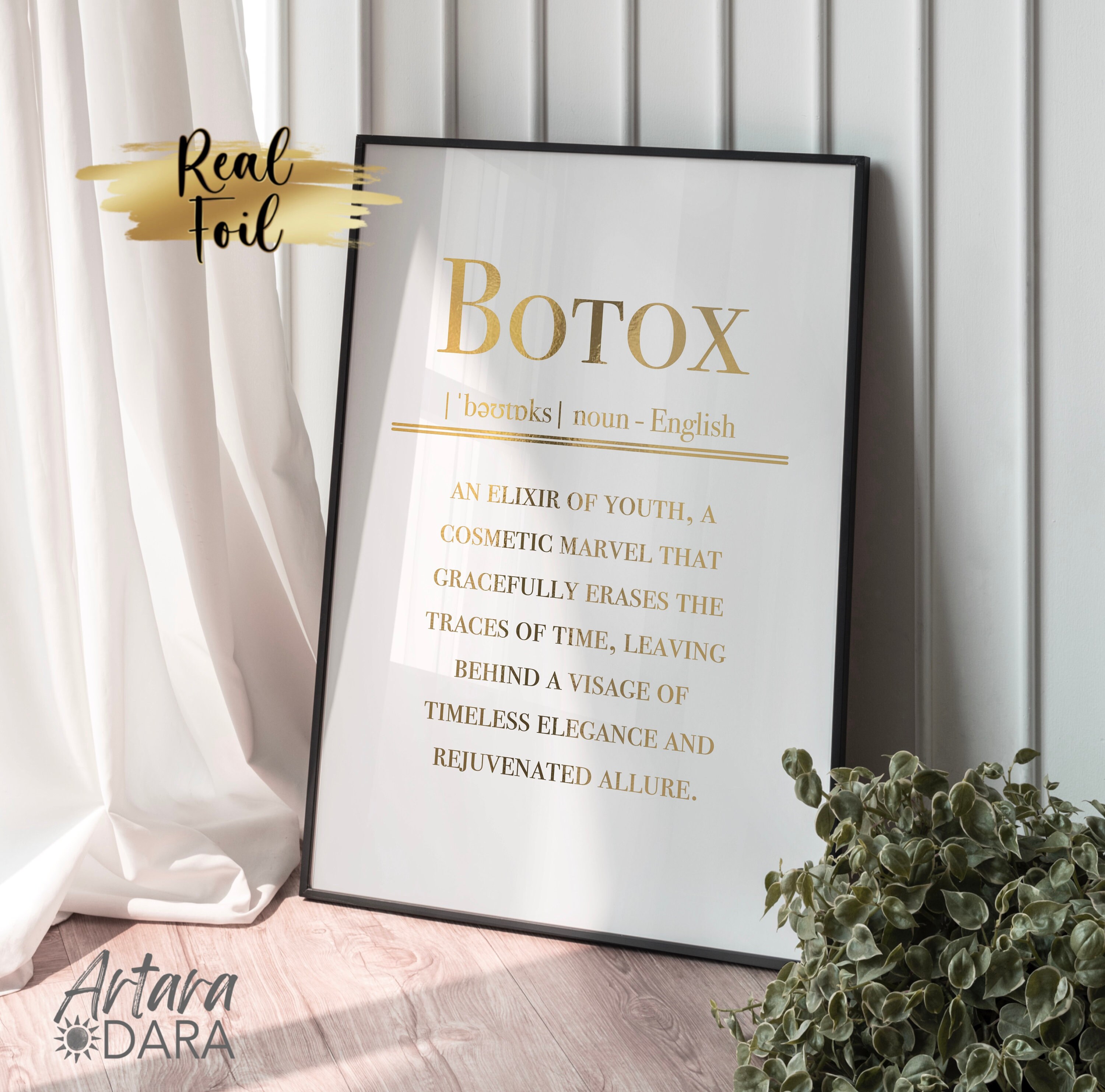 Botox Definition Print, Real Foil Print, Botox Poster, Aesthetic Clinic ...