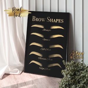 3 Eyebrows Posters, Real Foil Print, Brow Salon Decor, Makeup Wall Art ...