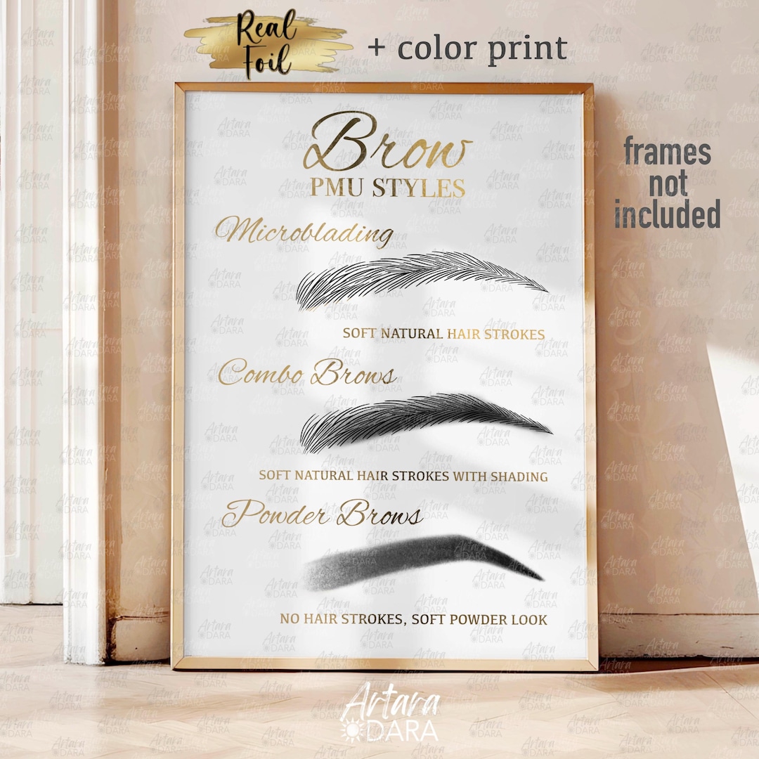 Brow PMU Styles, PMU Salon Decor, Real Foil Print, Beauty Salon Decor ...