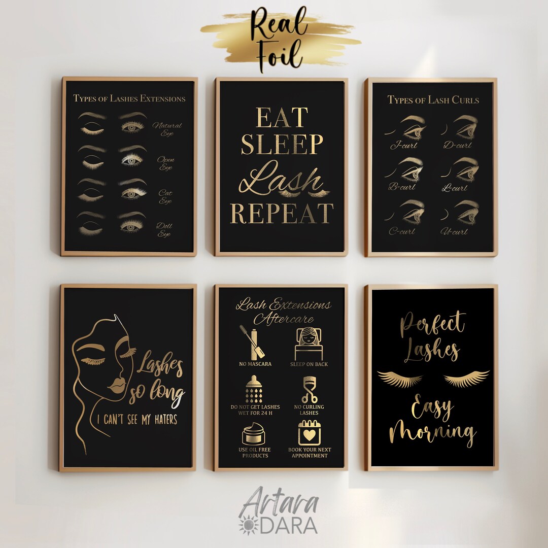 Eyelashes Poster, Beauty Salon Decor, Real Foil Print, Lash Technician ...