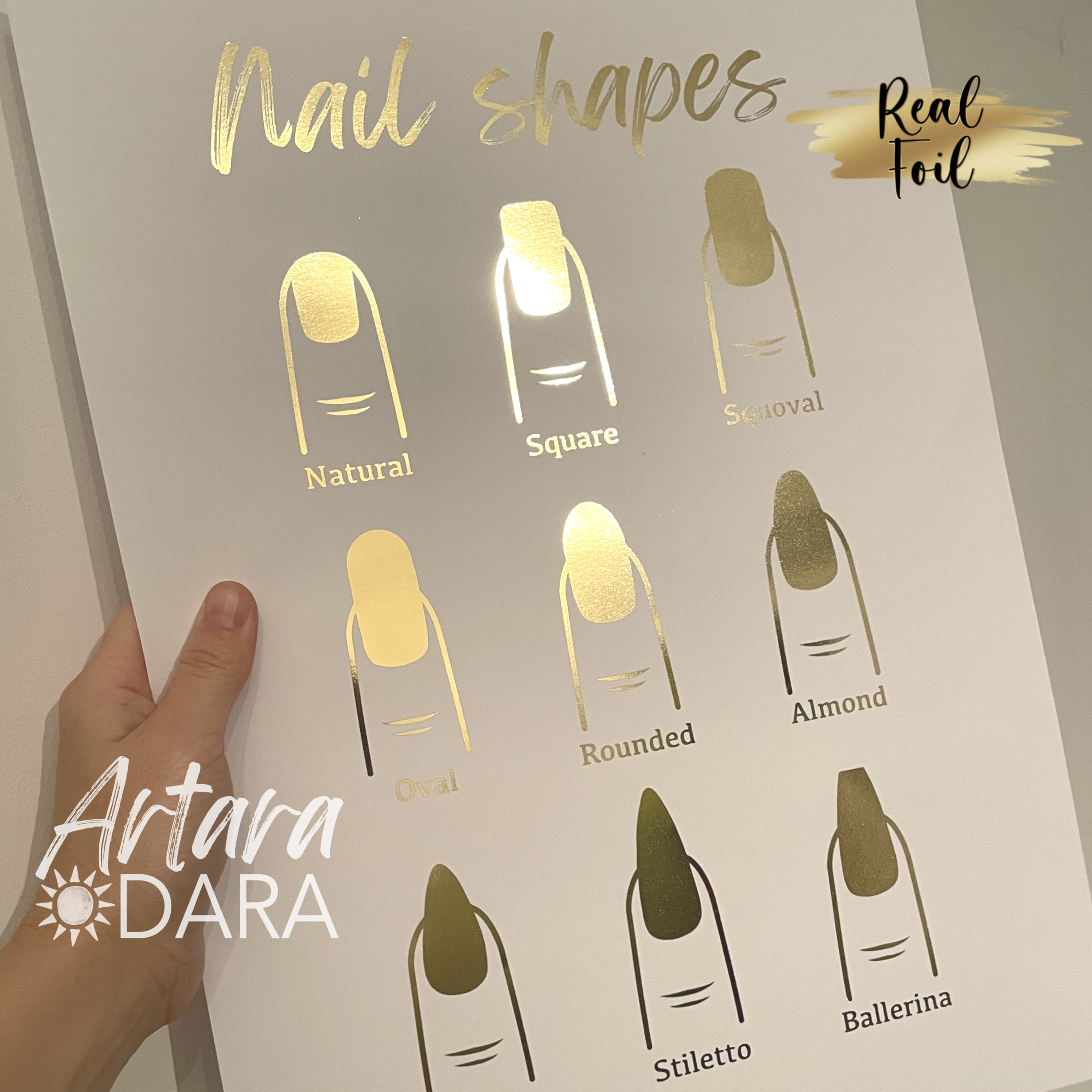 Nails Salon Decor, Real Foil Print, 6 Nails Poster, Nail Aftercare Art ...