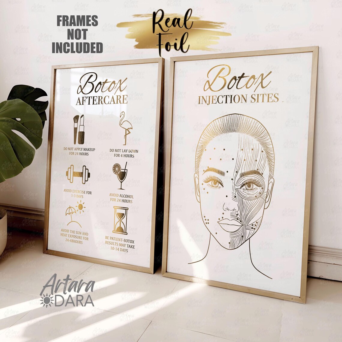 Set 2 Botox Poster, Real Foil Print, Botox Aftercare Art, Botox ...