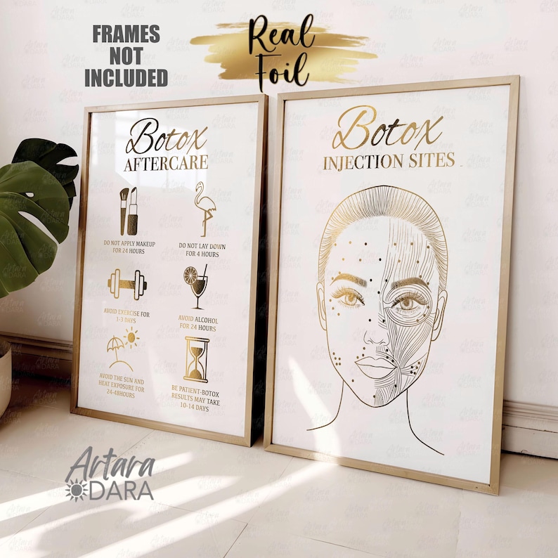 Set 2 Botox Poster, Real Foil Print, Botox Aftercare Art, Botox ...
