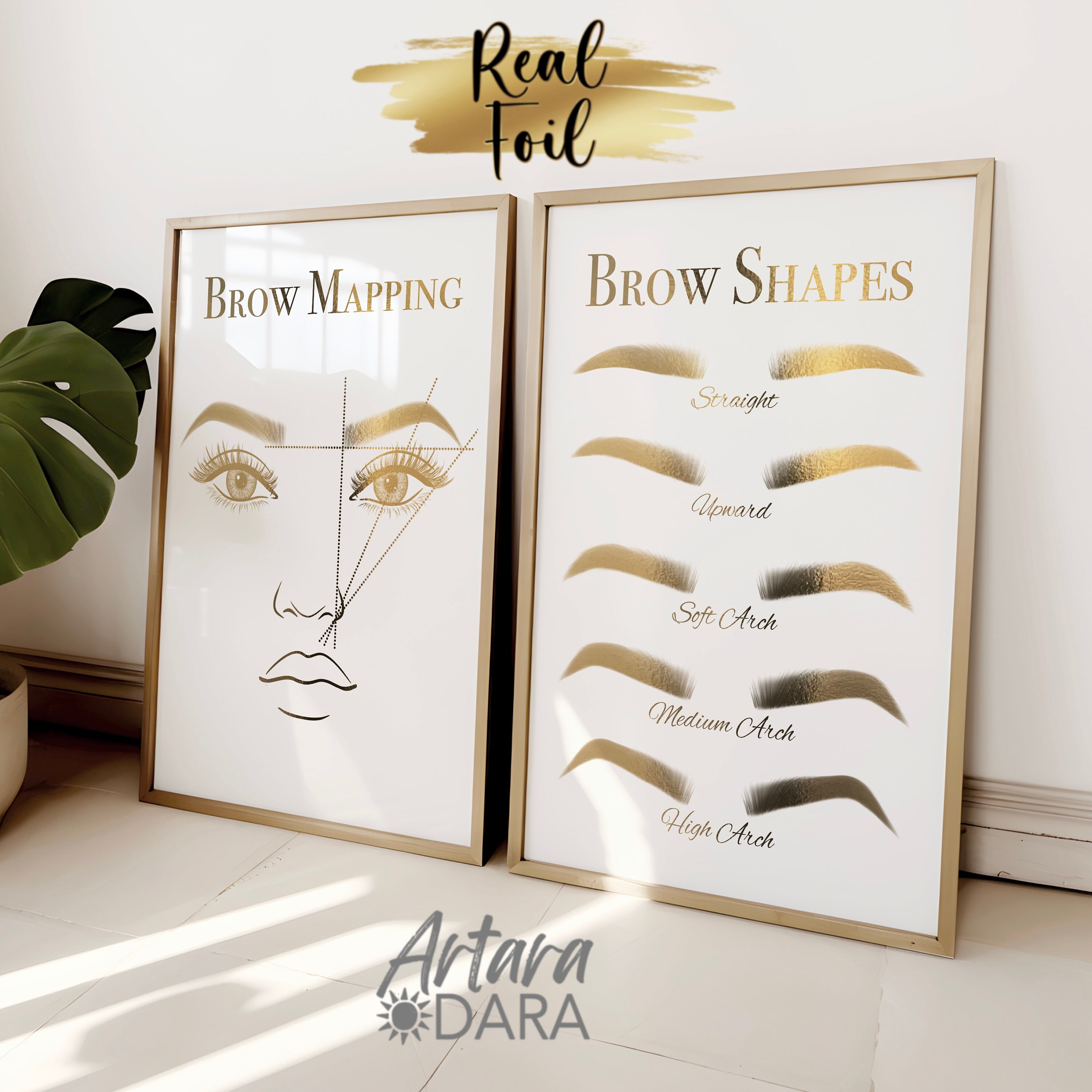Brow Salon Decor, Microblading Art, Real Foil Print, 2 Brows Arts, Brow ...