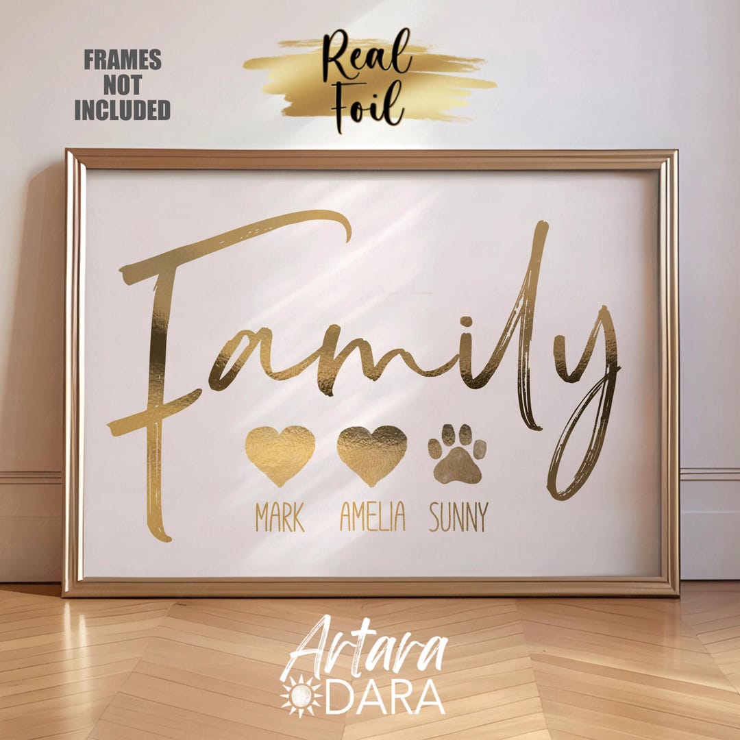 Family Wall Decor, Real Foil Print, Housewarming Gift, Wedding Gift ...