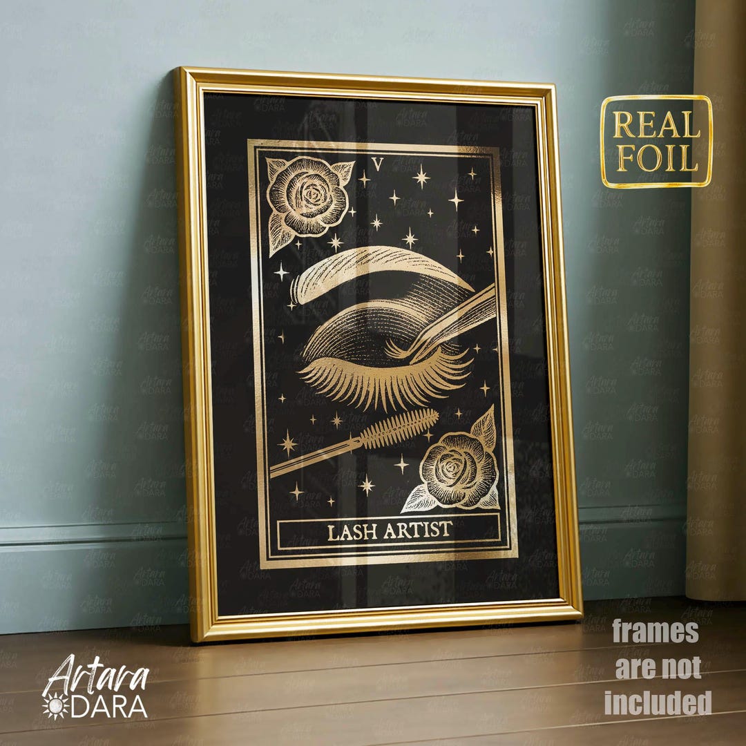 Póster de cartas del tarot para artistas de pestañas con lámina dorada ...
