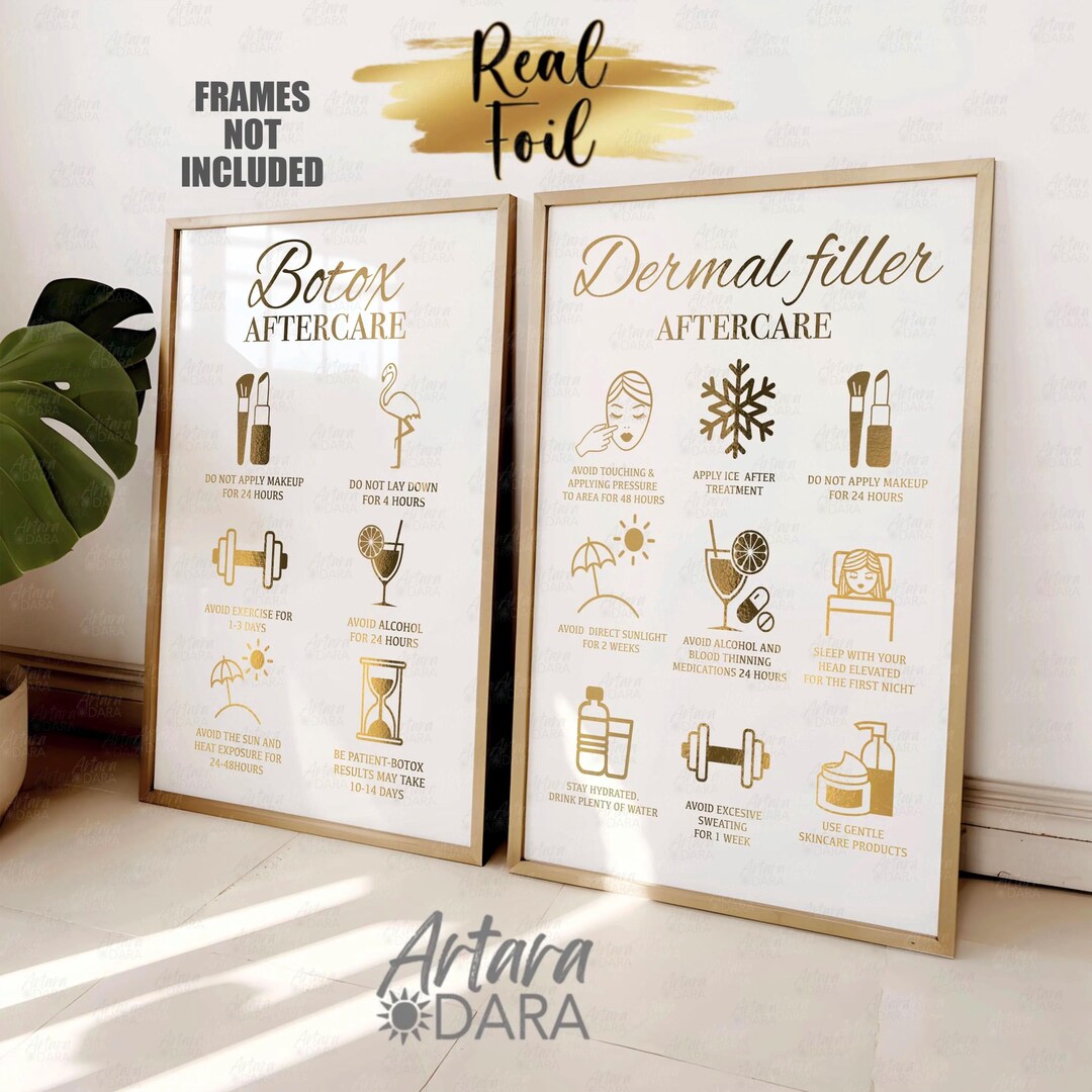 Foil Botox and Filler Aftercare Poster Set, Beauty Salon Decor - Etsy