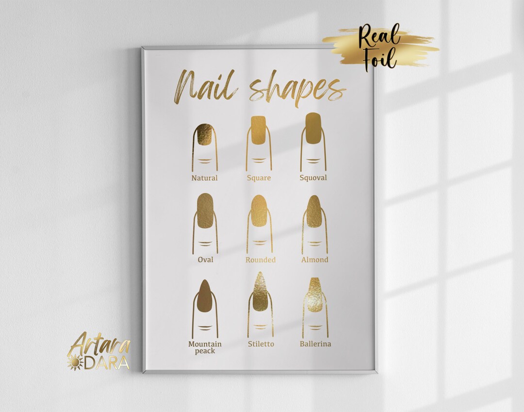 Nail Shapes Poster Real Foil Print Nails Salon Decor Nails - Etsy