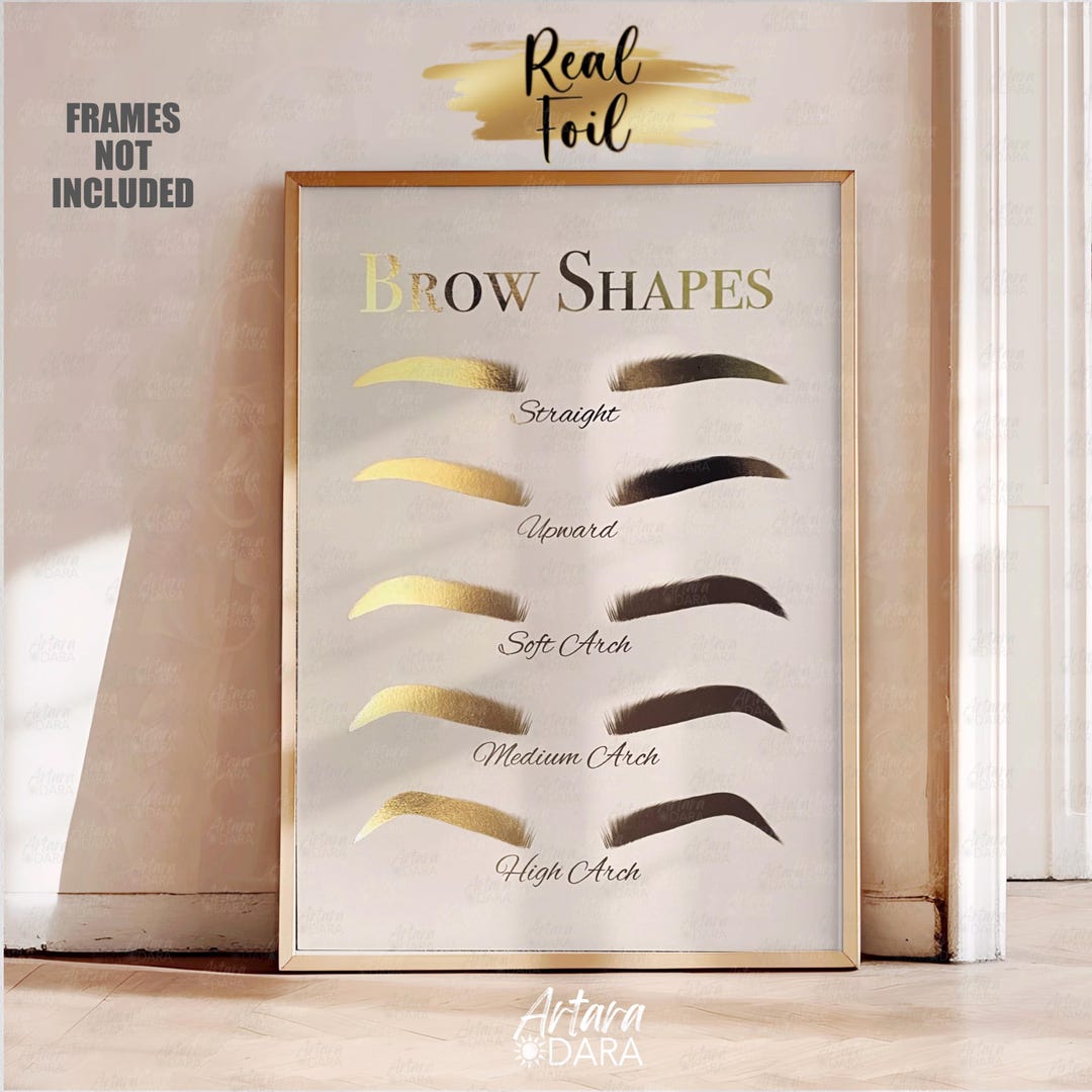 Brow Shapes Poster, Real Foil Print, Brow Salon Decor, Brow Tech Art ...